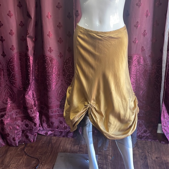 Doris Ruth | Skirts | Vintage Doris Ruth Gold Satin Black Tulle Swag ...